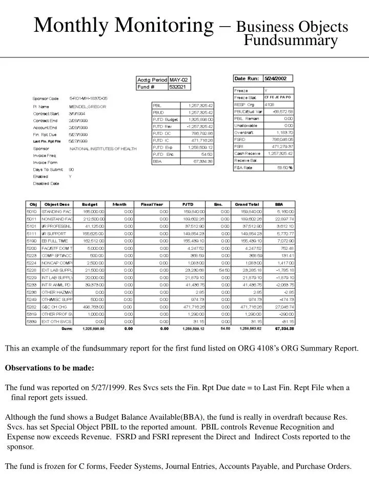 PPT - Monthly Monitoring – Business Objects PowerPoint Presentation ...