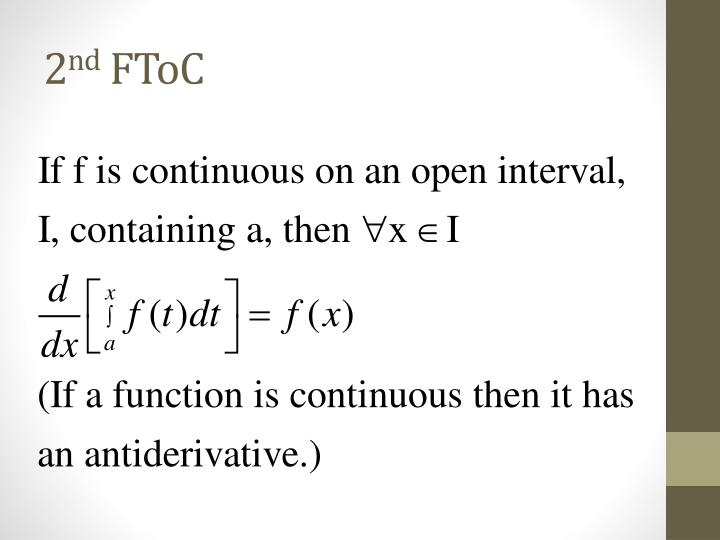 PPT - 4.4 2 nd Fundamental Theorem of Calculus PowerPoint Presentation ...