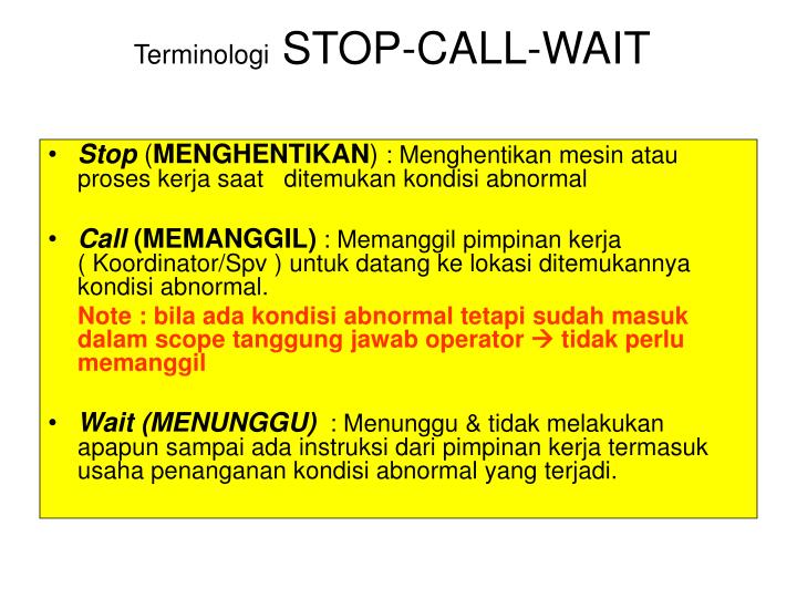 PPT - Pelatihan STOP-CALL-WAIT PowerPoint Presentation - ID:4128488