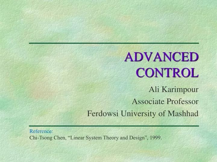 PPT - ADVANCED CONTROL PowerPoint Presentation, free download - ID:4131821