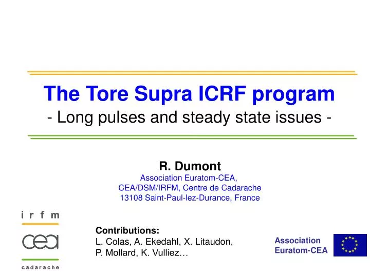 PPT - R. Dumont Association Euratom-CEA, CEA/DSM/IRFM, Centre de ...