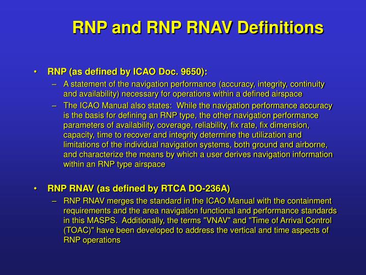 PPT - Required Navigation Performance (RNP, RNP RNAV) PowerPoint ...