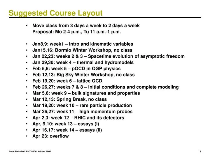 PPT - Suggested Course Layout PowerPoint Presentation, free download ...