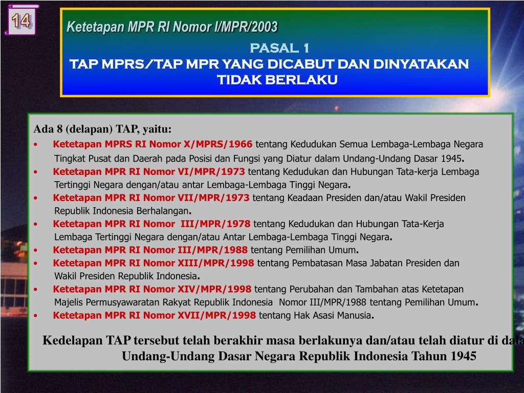 PPT - - K onstitusi - Ketetapan MPR - Keputusan MPR - D inamika ...