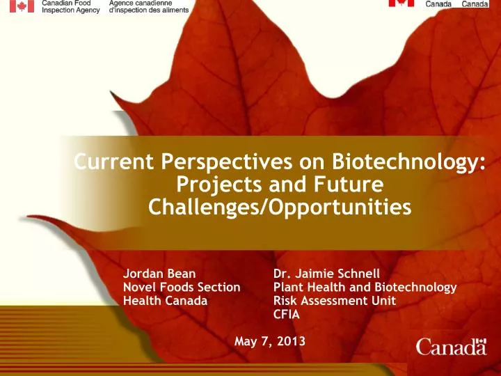PPT - Current Perspectives on Biotechnology: Projects and Future ...