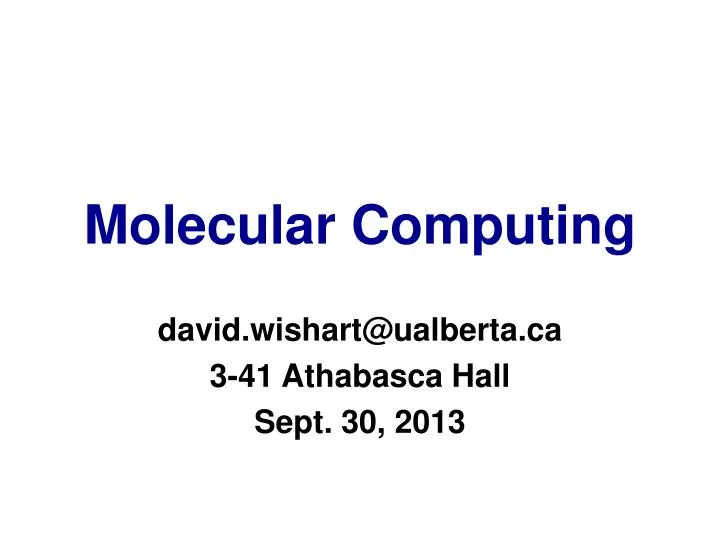 PPT - Molecular Computing PowerPoint Presentation, free download - ID ...