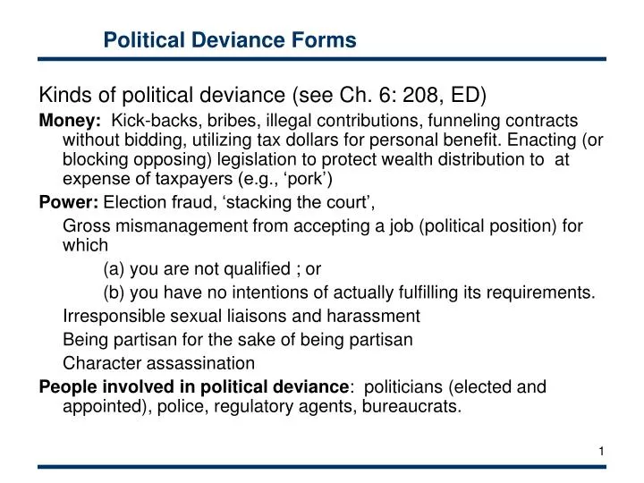 PPT - Political Deviance Forms PowerPoint Presentation, free download ...