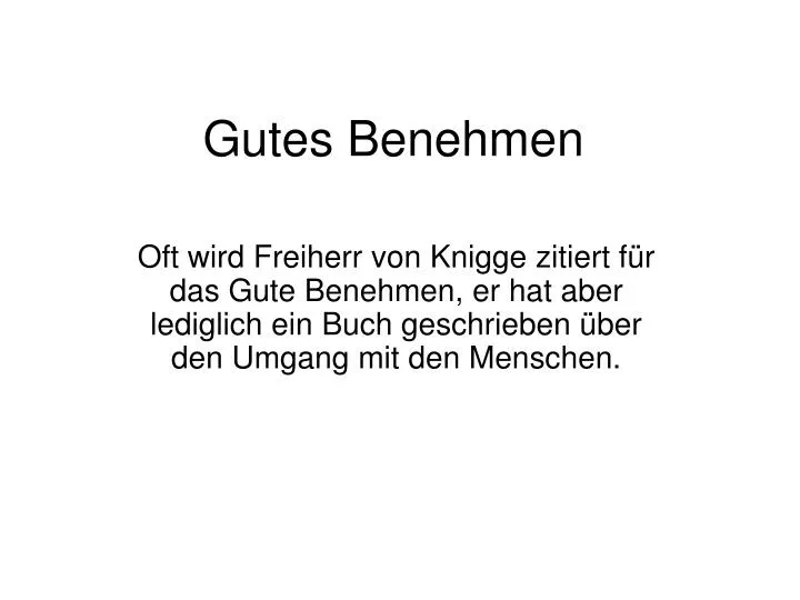 PPT - Gutes Benehmen PowerPoint Presentation, free download - ID:4141323