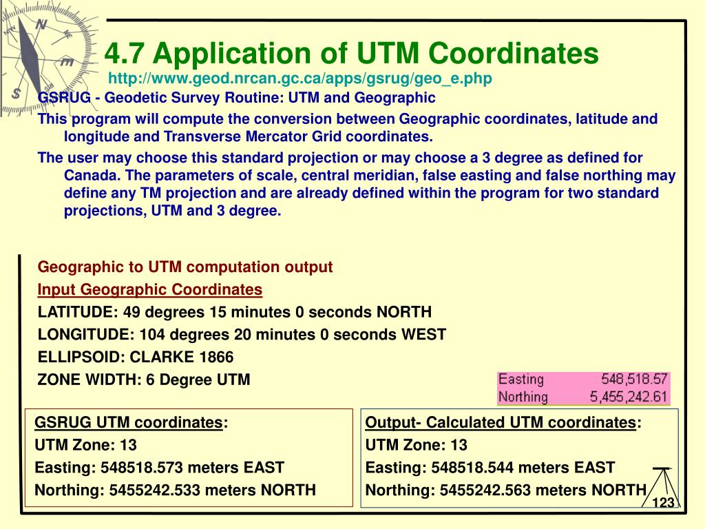 Ppt 4 6 Transformation Between Geographic And Utm Coordinates