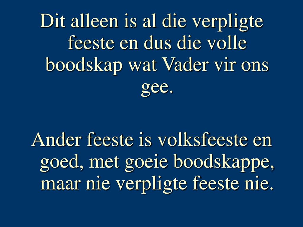 PPT - Die 7 Feeste van God Simbole van ‘n lewe van oorwinning ...
