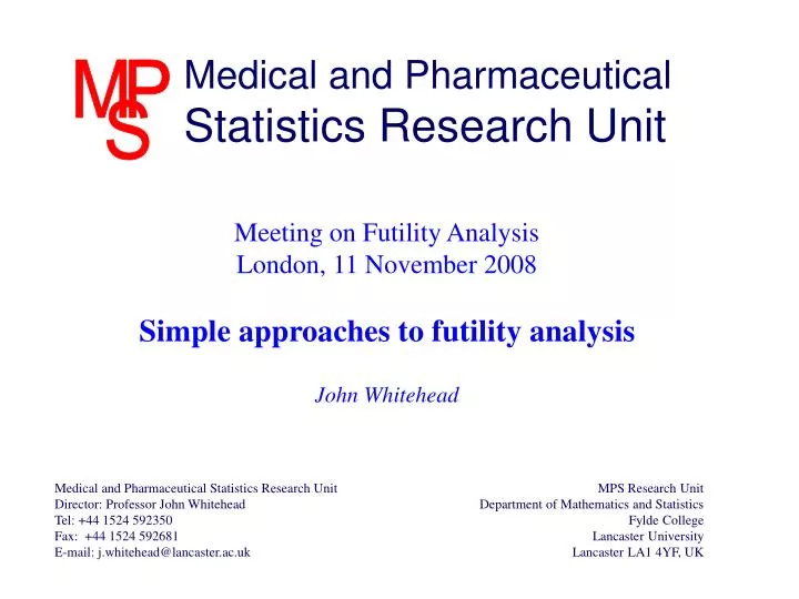 PPT - Meeting on Futility Analysis London, 11 November 2008 Simple ...