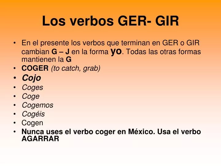 PPT - Los verbos GER- GIR PowerPoint Presentation, free download - ID ...