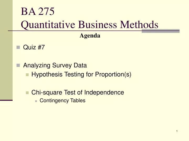 PPT - BA 275 Quantitative Business Methods PowerPoint Presentation ...