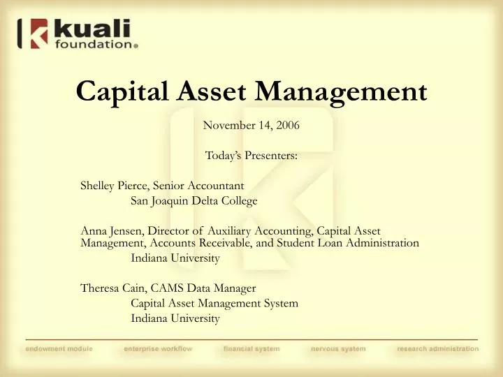 PPT - Capital Asset Management PowerPoint Presentation, free download ...