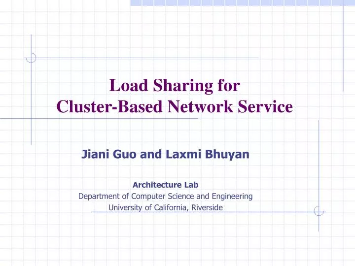 PPT - Load Sharing for Cluster-Based Network Service PowerPoint ...