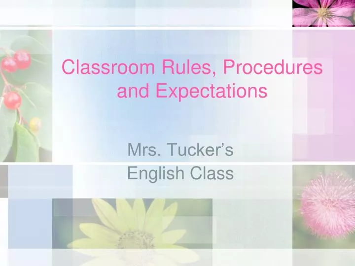 PPT - Classroom Rules, Procedures and Expectations PowerPoint ...