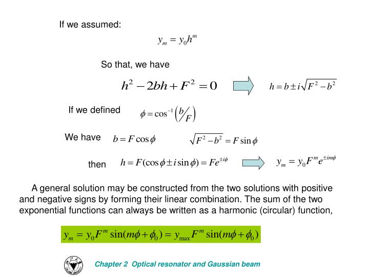 PPT - Chapter 2 Optical Resonator and Gaussian Beam optics PowerPoint ...