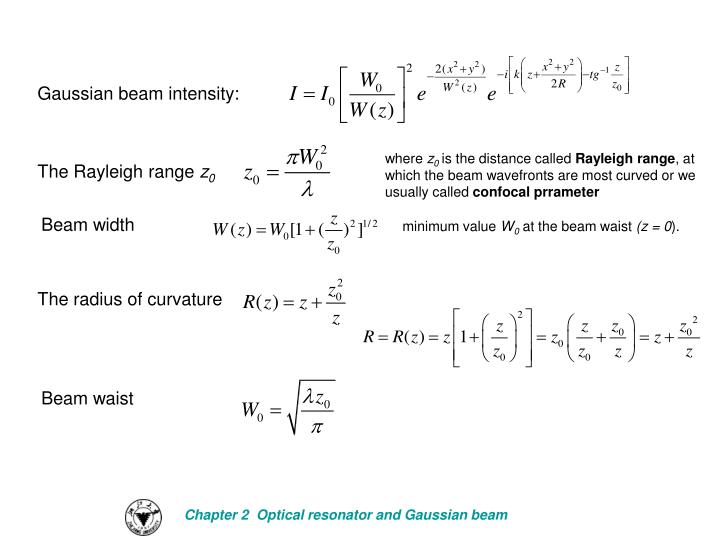 PPT - Chapter 2 Optical Resonator and Gaussian Beam optics PowerPoint ...