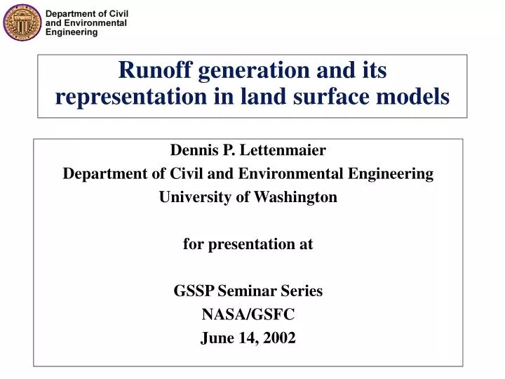 PPT - Runoff generation and its representation in land surface models ...