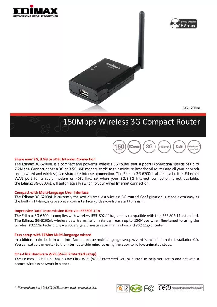 PPT - 150Mbps Wireless 3G Compact Router PowerPoint Presentation, free ...