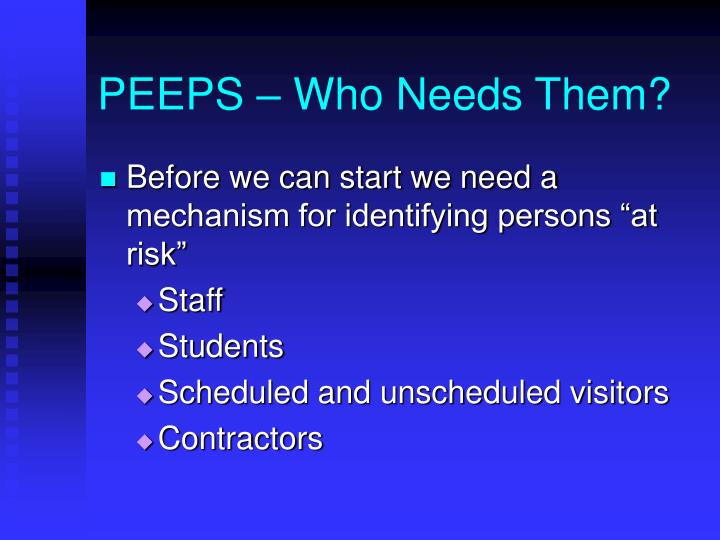 PPT - Personal Emergency Egress Plans - PEEPS PowerPoint Presentation ...