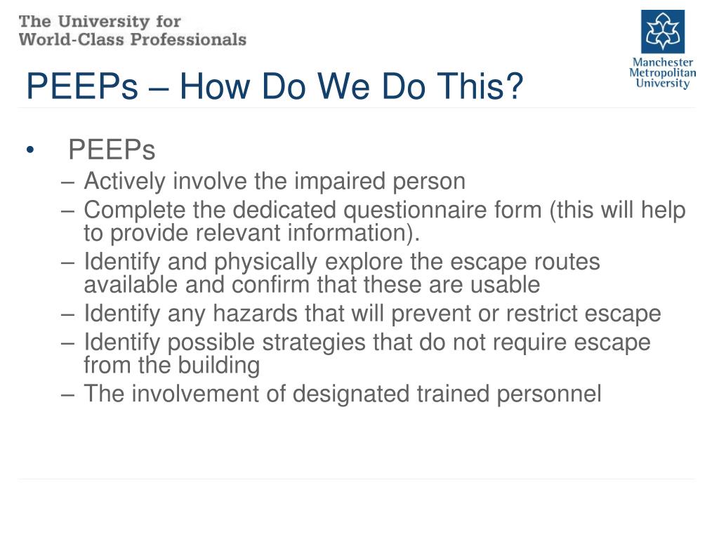 PPT - P ersonal E mergency E vacuation P lans PEEPS PowerPoint ...