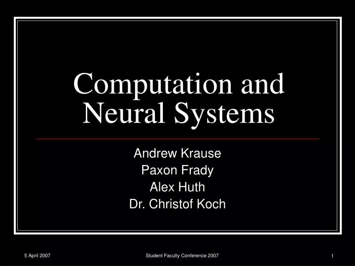 PPT - Computation and Neural Systems PowerPoint Presentation, free ...