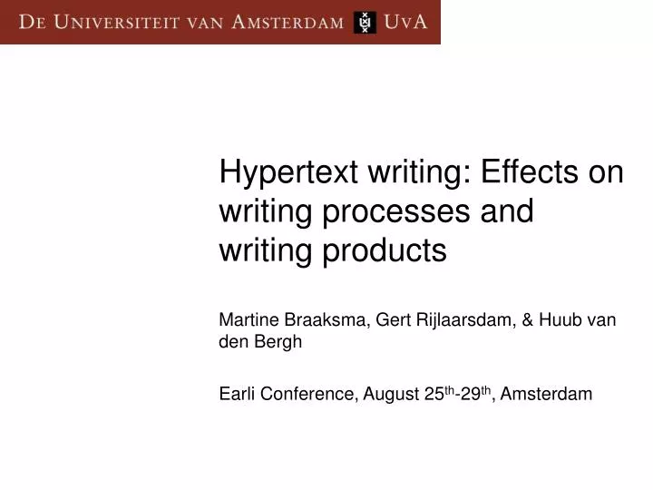 PPT - Hypertext writing: Effects on writing processes and writing ...