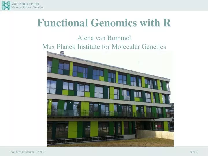 PPT - Functional Genomics with R PowerPoint Presentation, free download ...