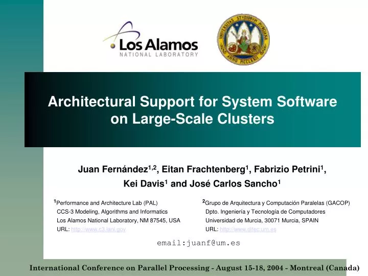 PPT - Architectural Support for System Software on Large-Scale Clusters ...