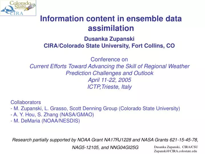 PPT - Information content in ensemble data assimilation PowerPoint Presentation - ID:4159458