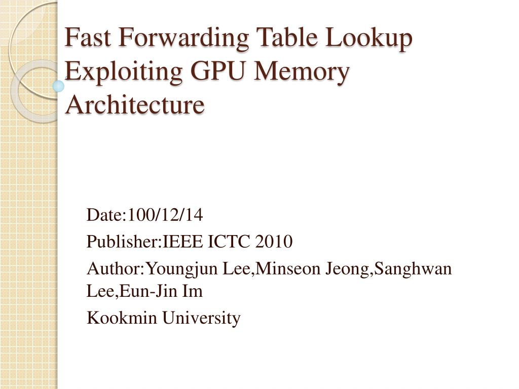 Ppt Fast Forwarding Table Lookup Exploiting Gpu Memory Architecture Powerpoint Presentation