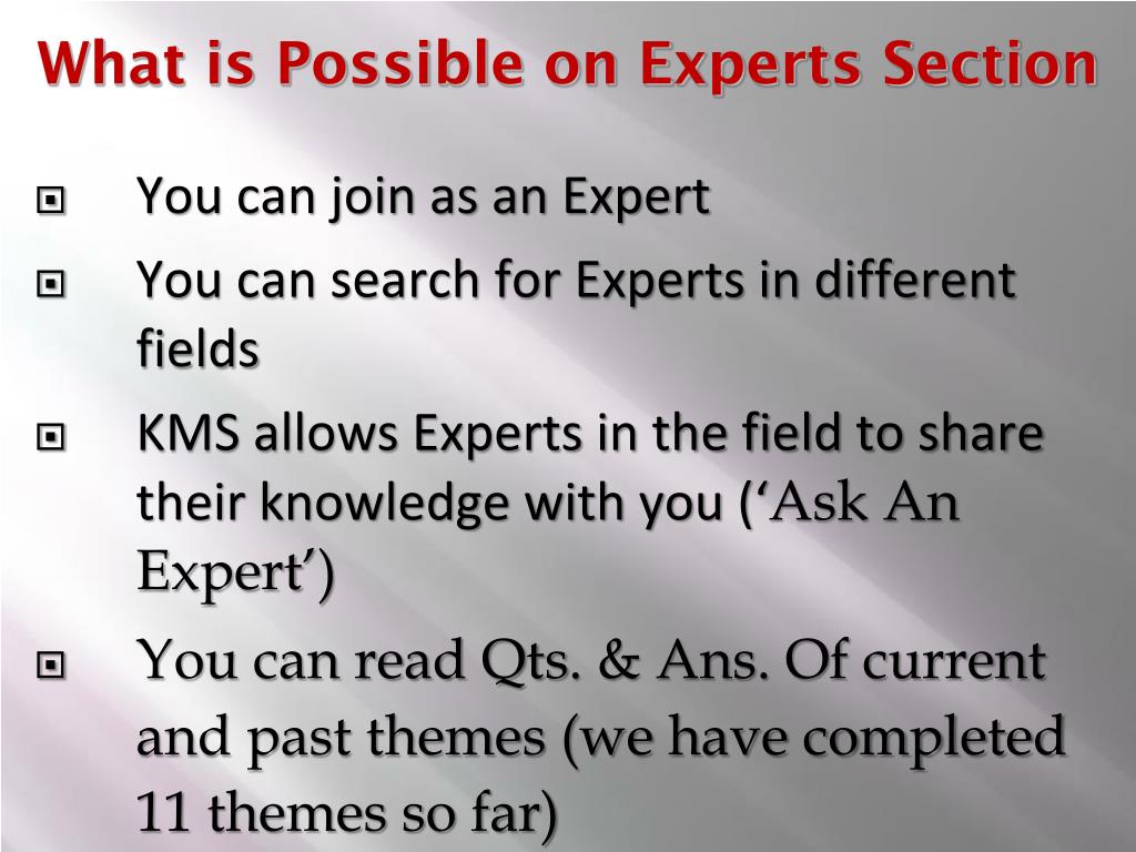 PPT - Hello! Welcome to Saksham’s Knowledge Management System (KMS ... PPT - Hello! Welcome to Saksham’s Knowledge Management System (KMS ...