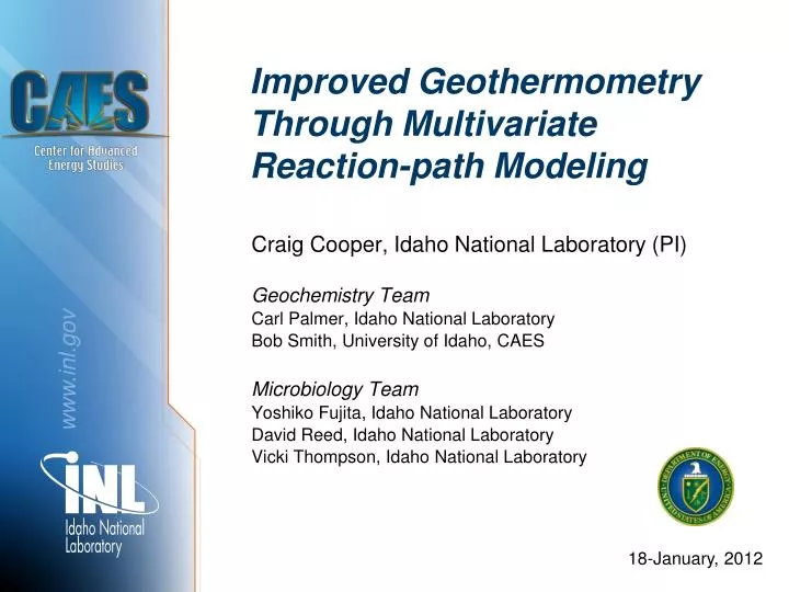 PPT - Improved Geothermometry Through Multivariate Reaction-path Modeling PowerPoint ...