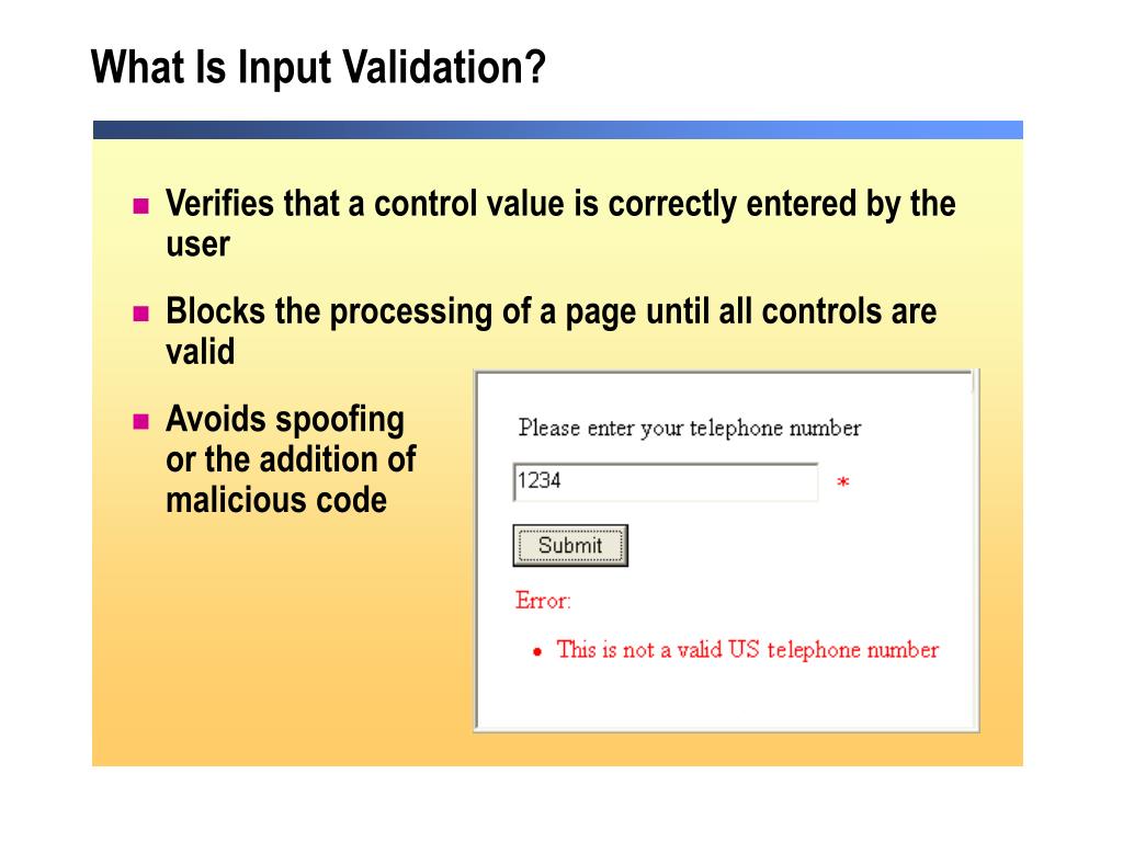 PPT - Session 6: Validating User Input PowerPoint Presentation, free ... PPT - Session 6: Validating User Input PowerPoint Presentation, free ...