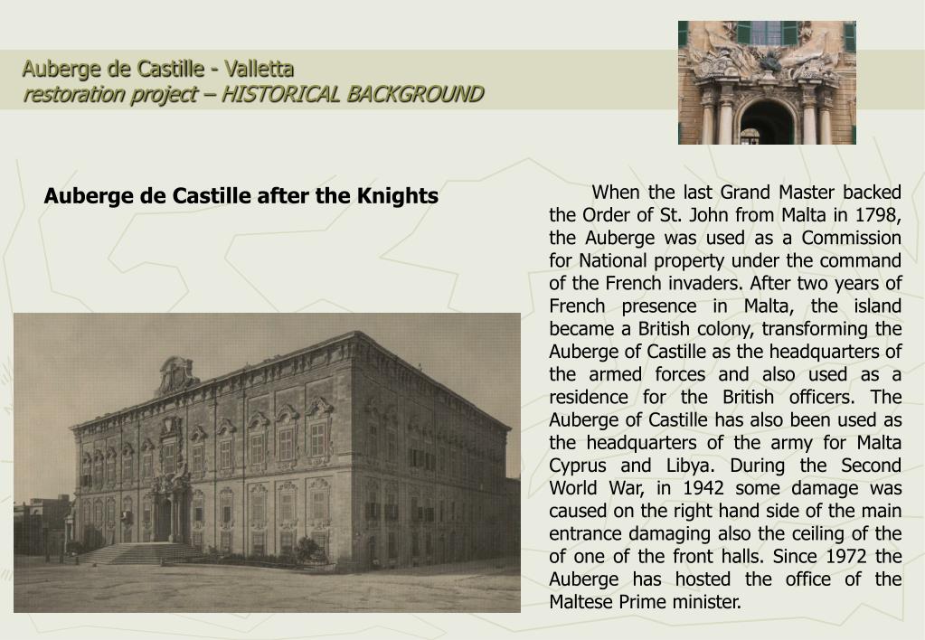 PPT - AUBERGE DE CASTILLE VALLETTA RESTORATION OF EXTERNAL FACADES ...