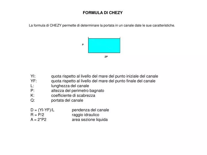 PPT - FORMULA DI CHEZY PowerPoint Presentation, free download - ID:4163228