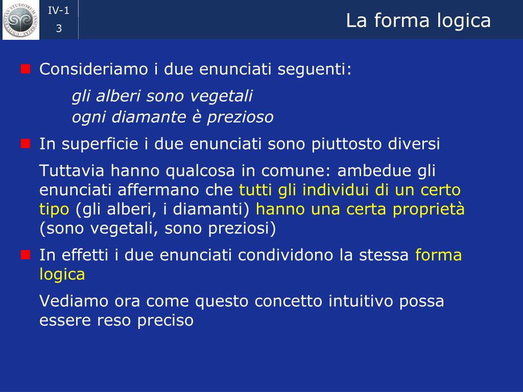 PPT - 1. La forma logica Credits: Prof. Marco Colombetti PowerPoint ...