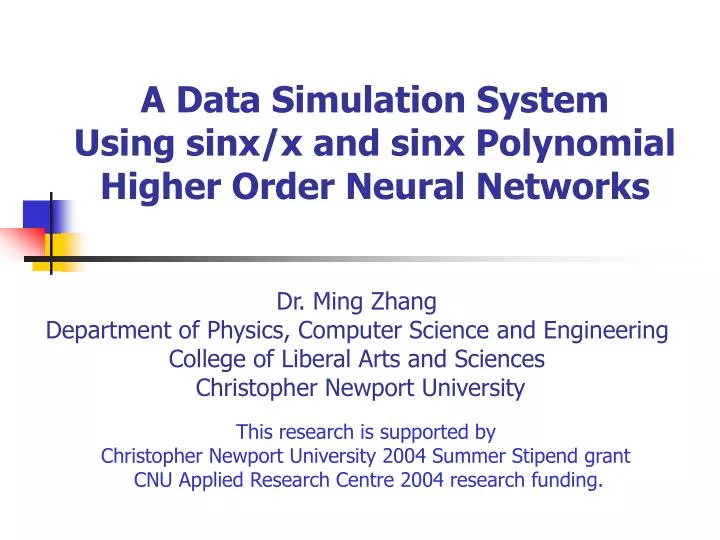 PPT - A Data Simulation System Using sinx/x and sinx Polynomial Higher ...
