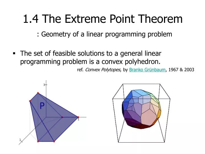 Ppt 1 4 The Extreme Point Theorem Geometry Of A Linear Programming