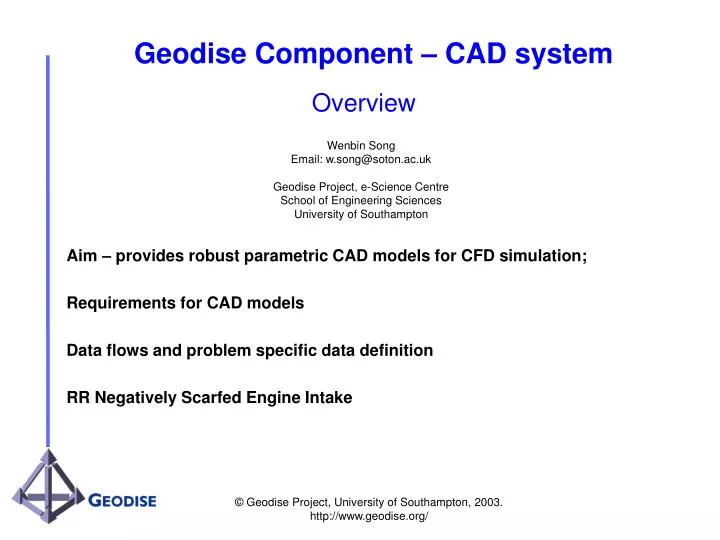 PPT - Geodise Component – CAD system PowerPoint Presentation, free ...