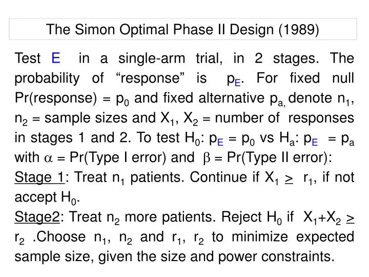 PPT - The Simon Optimal Phase II Design (1989) PowerPoint Presentation ...