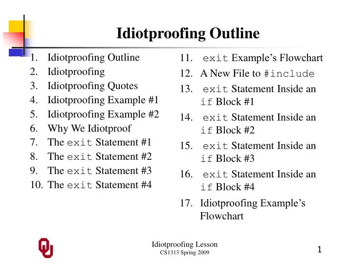 PPT - Idiotproofing Outline PowerPoint Presentation, free download - ID ...