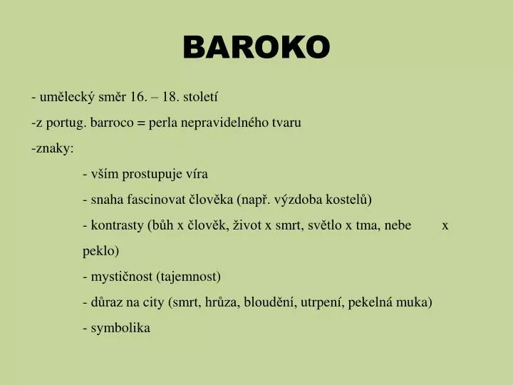 PPT - BAROKO PowerPoint Presentation, free download - ID:4173108