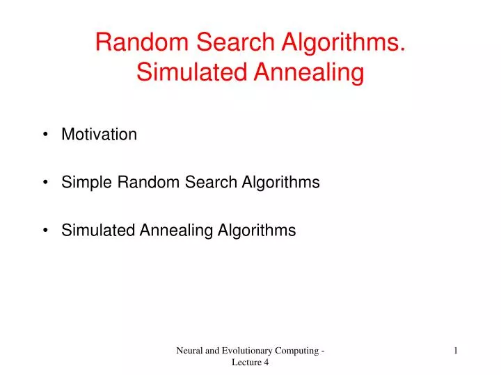 PPT - Random Search Algorithms. Simulated Annealing PowerPoint Presentation - ID:4175566