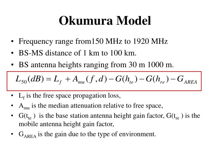 PPT - 1. Outdoor Propagation Models 1.1 Longley-Rice Model 1.2 Okumura ...