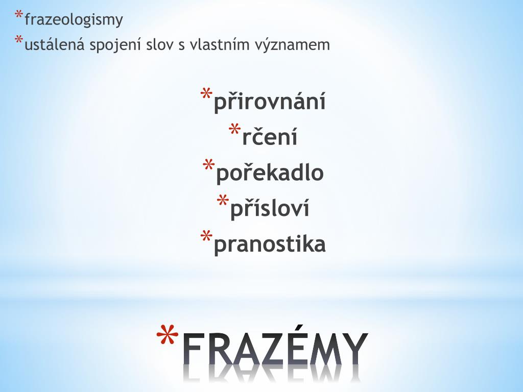 PPT - SLOVO, SOUSLOVÍ, FRAZÉMY PowerPoint Presentation, free download ...