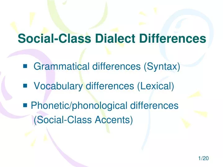 PPT - Social-Class Dialect Differences PowerPoint Presentation, free ...