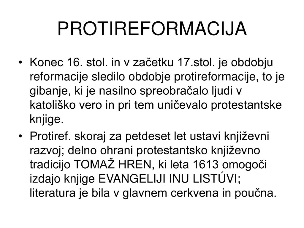PPT - PROTIREFORMACIJA, BAROK RAZSVETLJENSTVO PowerPoint Presentation ...