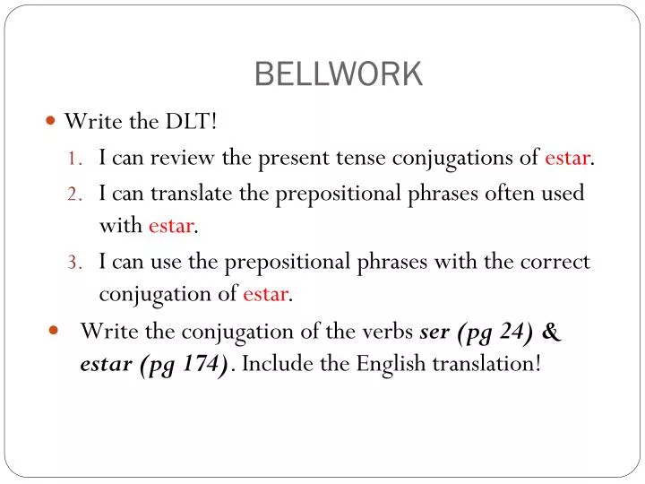 PPT - BELLWORK PowerPoint Presentation, free download - ID:4183630